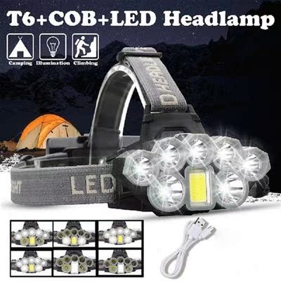 Super Bright LED Headlamp 6modes Rechargeable Waterproof