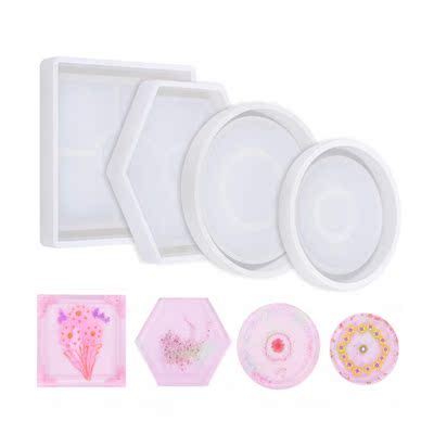 5pcs Coaster Silicone Mold Resin Jewelry UV Epoxy Pressed Fl