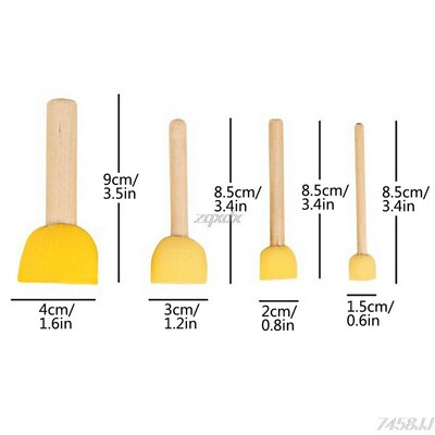 Round Sponge Brush with Wood Handle Art Graffiti Painting To