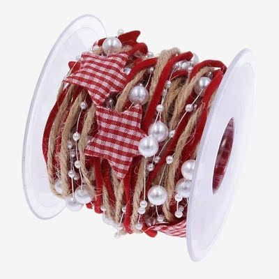 Merry Christmas Printed Ribbon Decor Star Chain Xmas Tree Tr