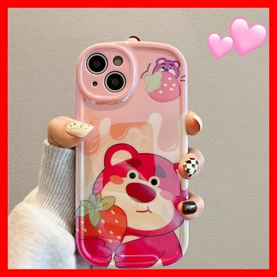 草莓熊维尼熊适用于opporeno15pro手机壳14/13/12pro新款reno8/7/6/5pro+保护套r17/r15xr11r9s全包ace2直边