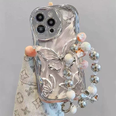 银色线条蝴蝶适用于小米17pro手机壳15/civi5/4/14/13/12/11/9红米note15/14保护套turbo4k90/80/60E70水滴女