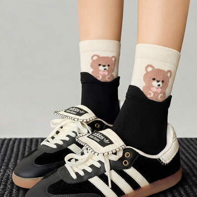可爱袜子女中筒袜新款小熊