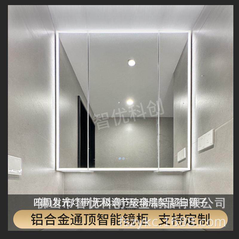 智能太空铝镜柜铝合金双面镜门单独卫生间浴室四周带灯收纳一体柜