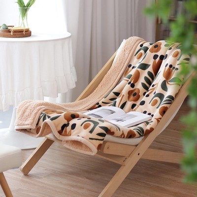 圣诞熊法兰绒双面拉加厚冬季毛毯舍尔单人毯客厅沙发午睡儿童小毯