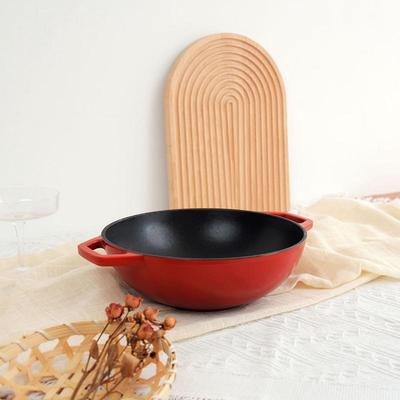 yfcook珐琅锅铸铁老式小炒炒锅铁锅无涂层不粘锅家用双耳加厚菜锅