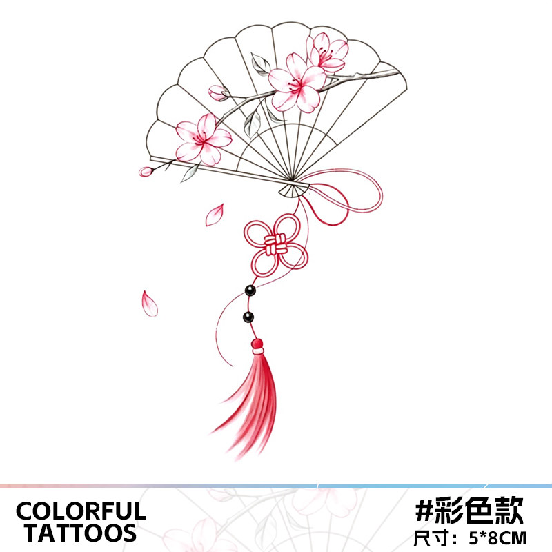 桃夭扇羽 彩色纹身贴新款高颜值个性纯欲彩绘ins风持久氛围感贴纸