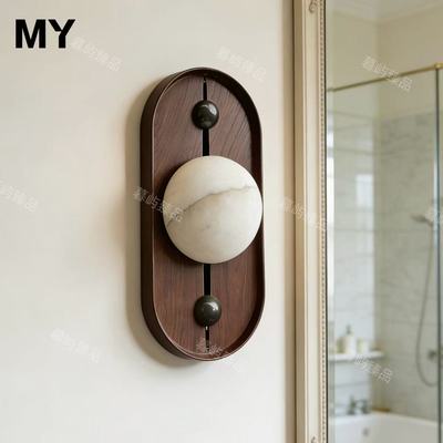 中古高级感云石卧室过道复古壁灯