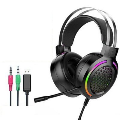Headphone H500 Hollow Hole RGB Gaming Luminous Headphone Dua