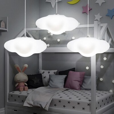 Creative white plastic floating cloud chandelier for childre