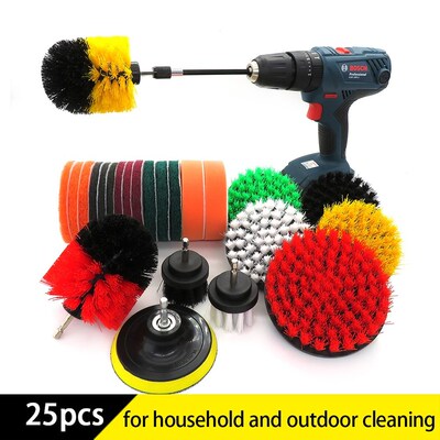 25Pcs Drill brush power Cleaning scrubber nylons Brush attac