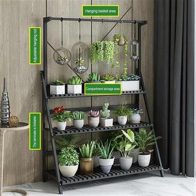 Folding 50/70/100cm 3 Tier Plants Shelves Flower Rack Woode
