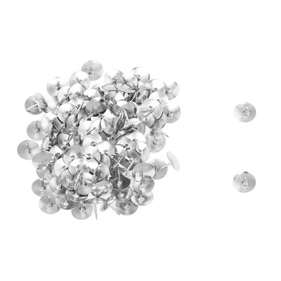 100Pcs Silver Tone Corkboard Photo Push Pins Thumb Tacks