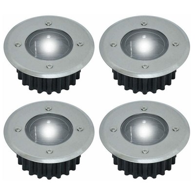 4pcs Solar Powered LED Deck Lights Stainless Steel Outdoor G