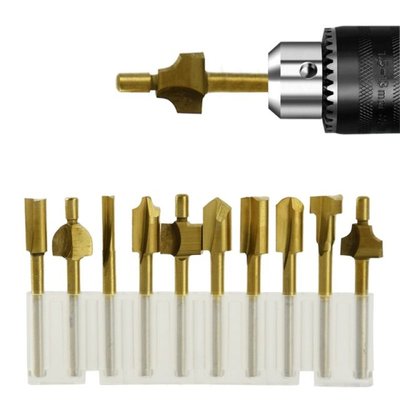 10pcs HSS Router Bits Wood Cutter Milling 1/8 Shank Router