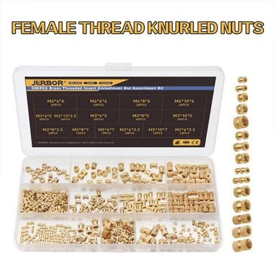 390/280PCS M2 M2.5 M3 M4 M5 Female Thread Knurled Nuts Brass