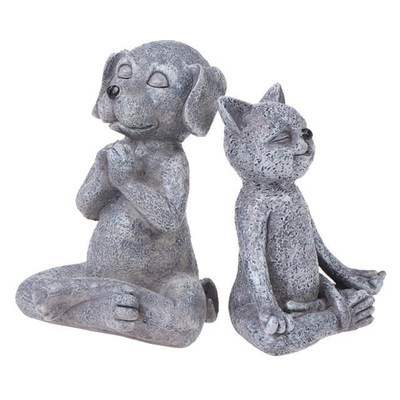 Resin Meditation Yoga Dog Statue Collectable Exquisite Small