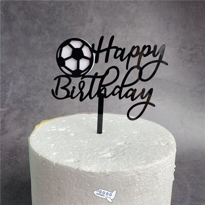 New Football Acrylic Cake Topper Novelty Soccer Happy Birthd
