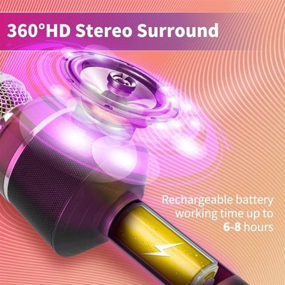 Karaoke Microphone for Kids, Wireless Bluetooth Karaoke Port