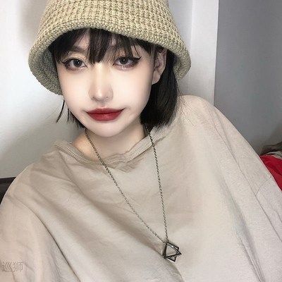 Ins Korean temperament geometric triangle square Necklace pe