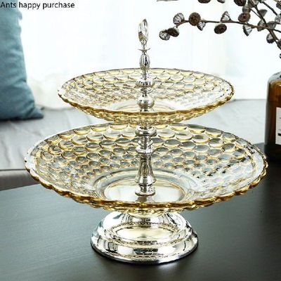 European Style Acrylic Double Layer Tall Feet Fruit Tray