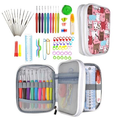 72pcs Soft Handle Crochet Hooks Knitting Needles Set Aluminu