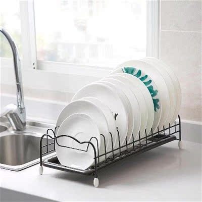 Iron Kitchen Dish Drying Rack Holder with Tray Tableware