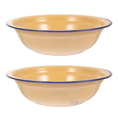 2pcs Enamel Washing Basins Enamelware Soup Basin Kitchen Veg