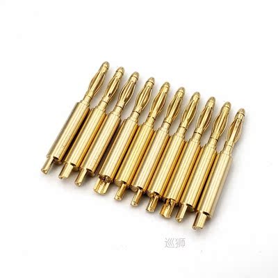 10Pcs Small Size 2mm Brass Gold Plated Male Banana Plug Wire