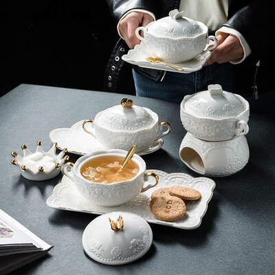 European-style Dessert Small Tableware Embossed Soup Cup wit