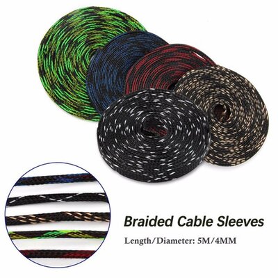 Dropship 5M Insulation 4mm Braided Sleeve Tight PET Expandab