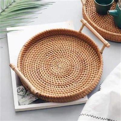 Durable Wicker Fruit Plate Rattan Wicker Fruit Tray