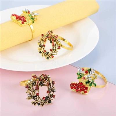 6pcs/lot Christmas Wreath/shoes Napkin Ring Bow Flower Wreat