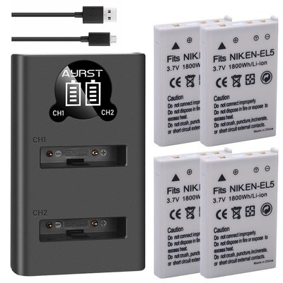 1800mAh EN EL5 ENEL5 Camera batteries   dual USB charger AK