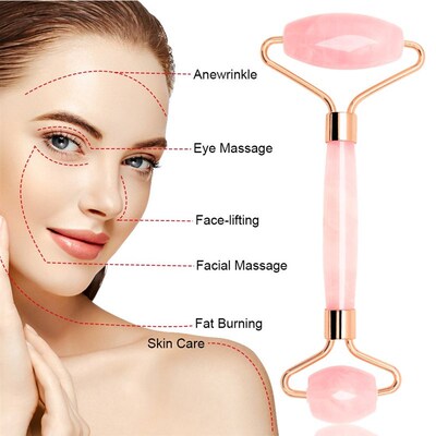 Jade Roller Massage Slimmer Face-Lift Rose Quartz Facial