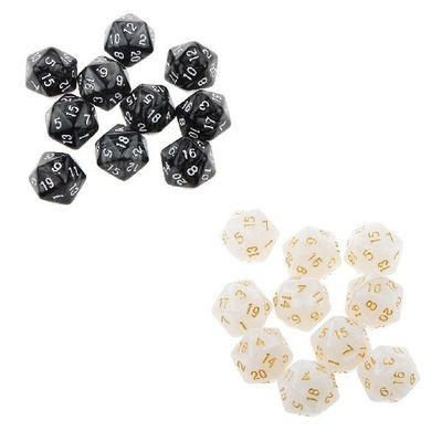 20x Polyhedral D10 D20 Dice 10mm for Dungeons and Dragons