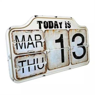 Retro Desk Metal Flip Calendar Easily Adjusted Standing