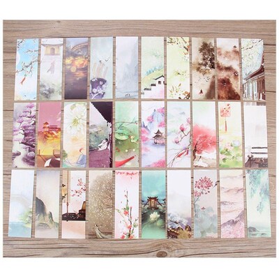 30pcs 18 Styles Creative Chinese Style Flowers Paper Bookmar