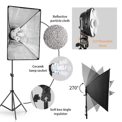 Photo Studio Kit 8 Pieces LED Bulbs 20W Softbox Light Photo