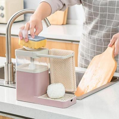 Kitchen Soap Dispenser Manual Press Sponge Detergent Soap Pu