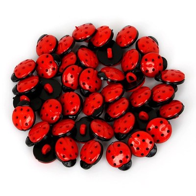 50Pcs/lot Red Ladybug Resin Buttons 13*8mm Cartoon Button  C