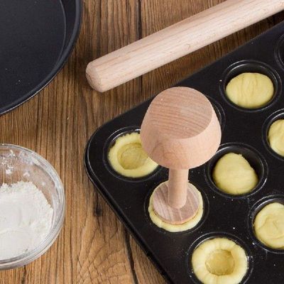 Egg Tarts-Tamper Double Side Wooden Pastries Pusher DIY