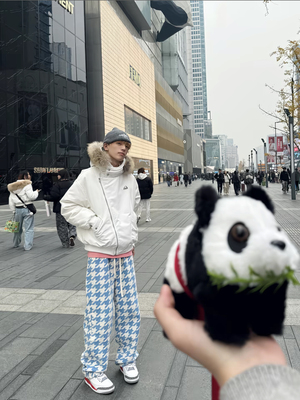 ASCA 2026FW千鸟格街头宽松直筒冬日氛围感格子休闲裤男女同款