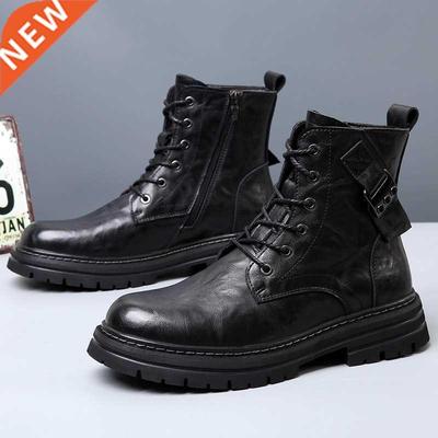 High Top Boots Men Leather Shoes Winter Ankle Military Boots