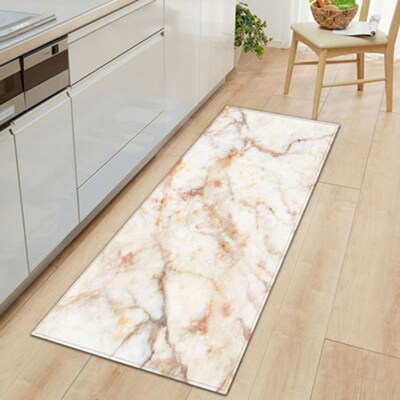 Long non-slip kitchen mat welcome mat black white marble pri