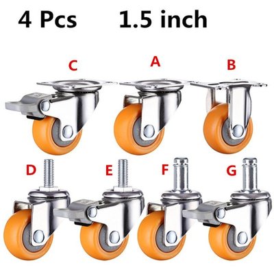 4pcs 1.5 inches 38mm Heavy Duty 120kg Orange Swivel Castor W