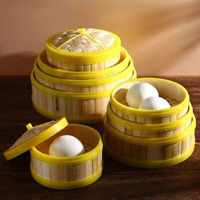 Bamboo wooden Steamer Kitchen Cookware Fish Rice Dim Sum