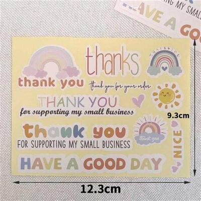 10sheets Pink Cute Rainbow Thank You Label Stickers for Gift