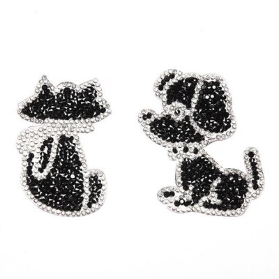1pc Rhinestone Patch On Clothes Patches Dog  shape Clothi
