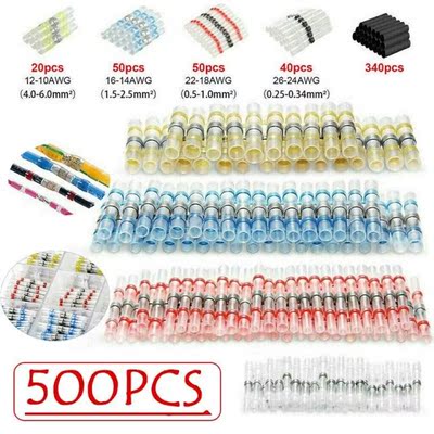 500Pcs/set Solder Seal Sleeve Heat Shrink Wire Connectors Bu